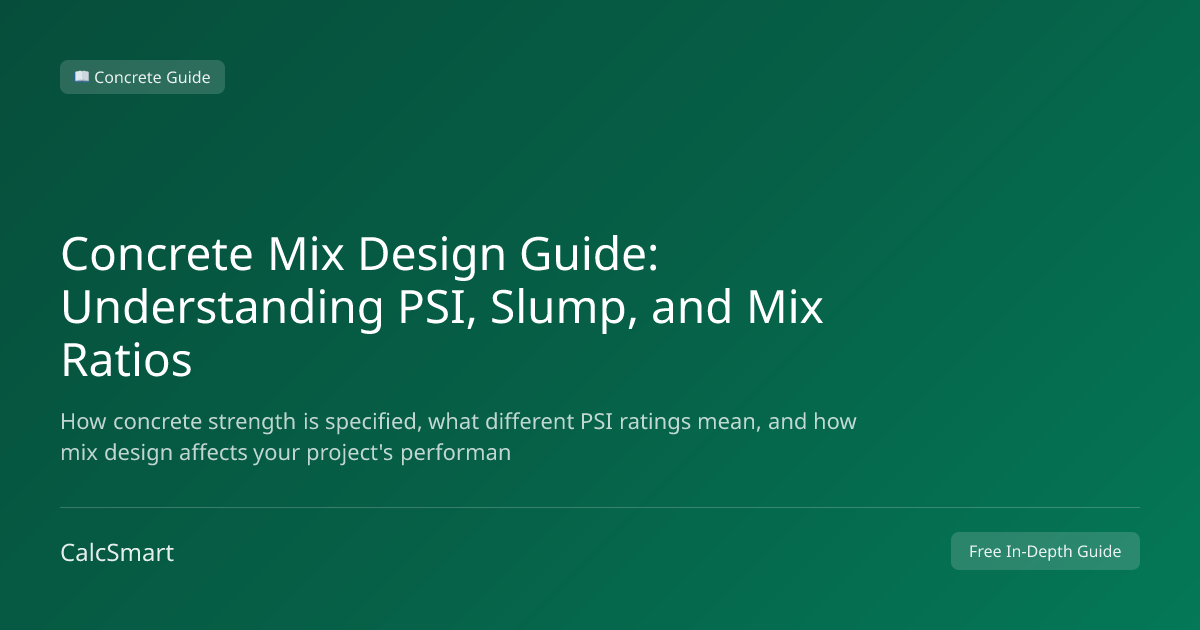 Concrete Mix Design Guide: Understanding PSI, Slump, and Mix Ratios